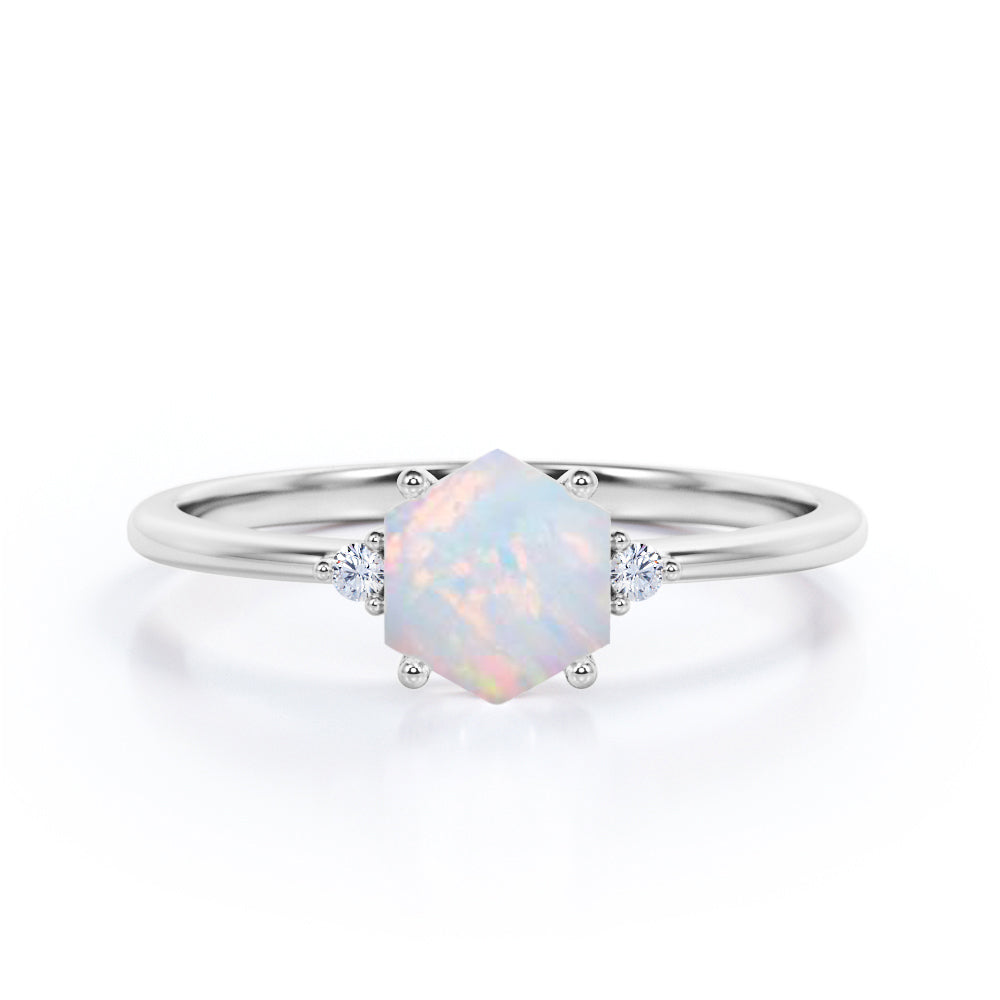 Hexagon opal ring store